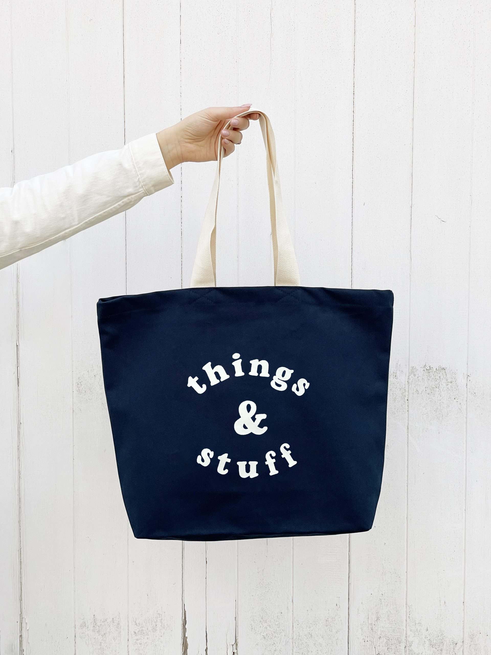 Things and Stuff midnight tote bag – The Wraperie