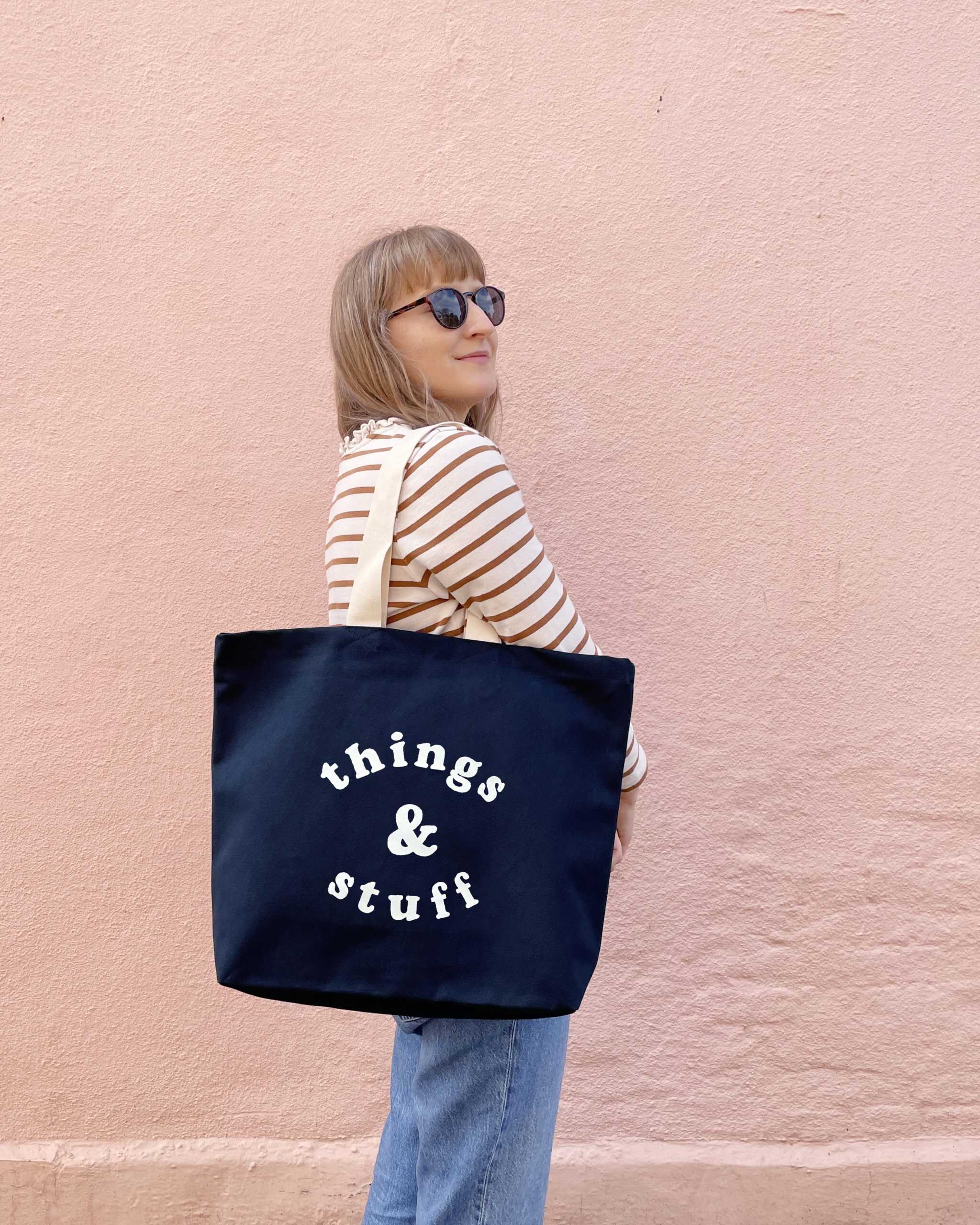 Things and Stuff midnight tote bag – The Wraperie